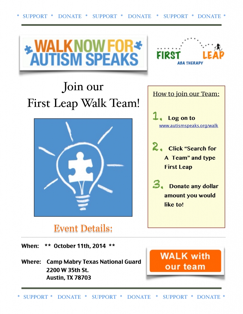 Walk NOW for Autism Speaks! - First Leap, Austin TX